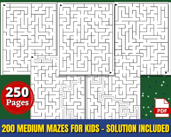 200 Medium Mazes for Kids Maze Puzzle Variety Pack - Etsy