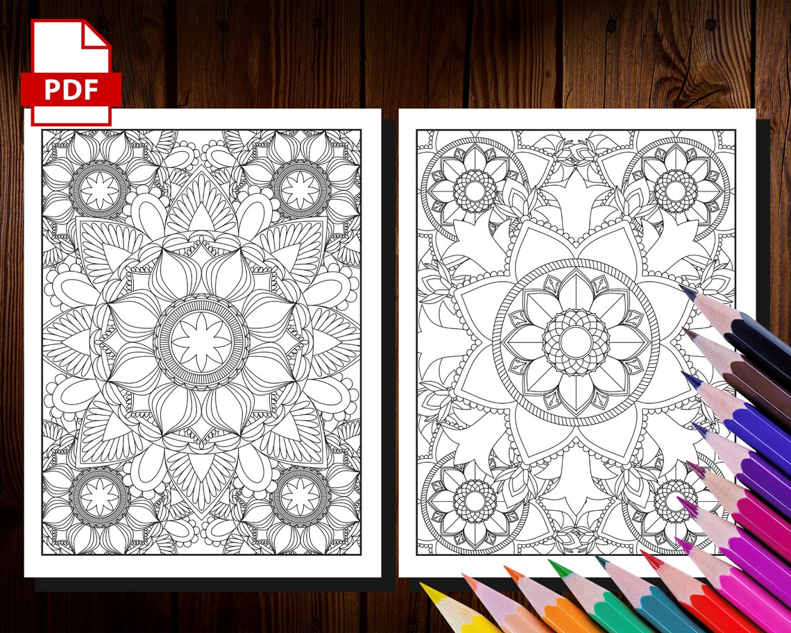 50 Relaxing Mandala Coloring Pages Printable Mandala - Etsy