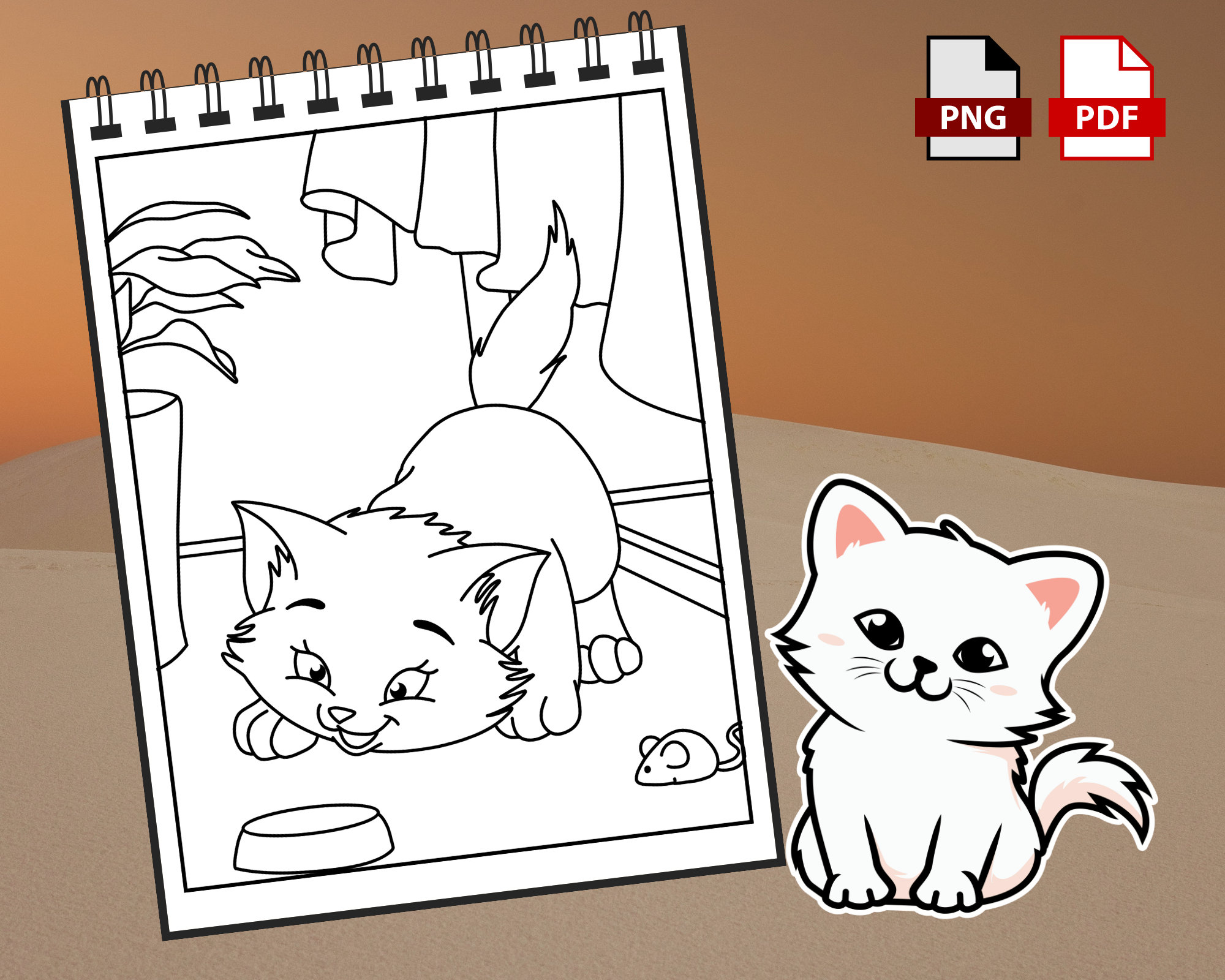 Adorable Cats Coloring Pages for Kids 10 Printable Pages - Etsy