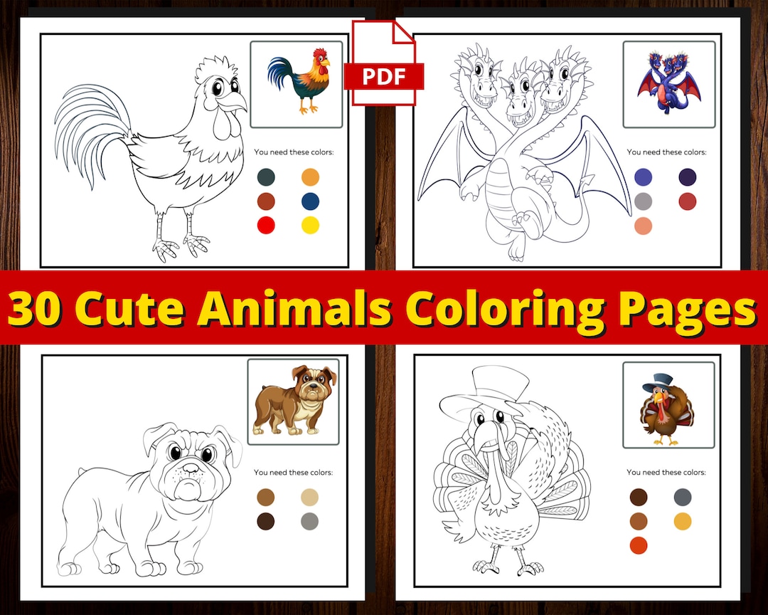 30 Animal Coloring Pages | Animal Coloring Book | Instant Download ...