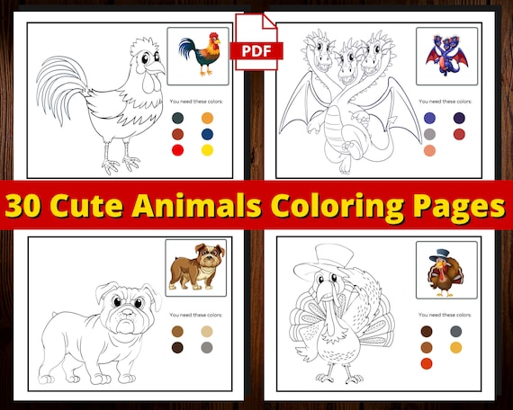 30 Animal Coloring Pages Animal Coloring Book Instant | Etsy