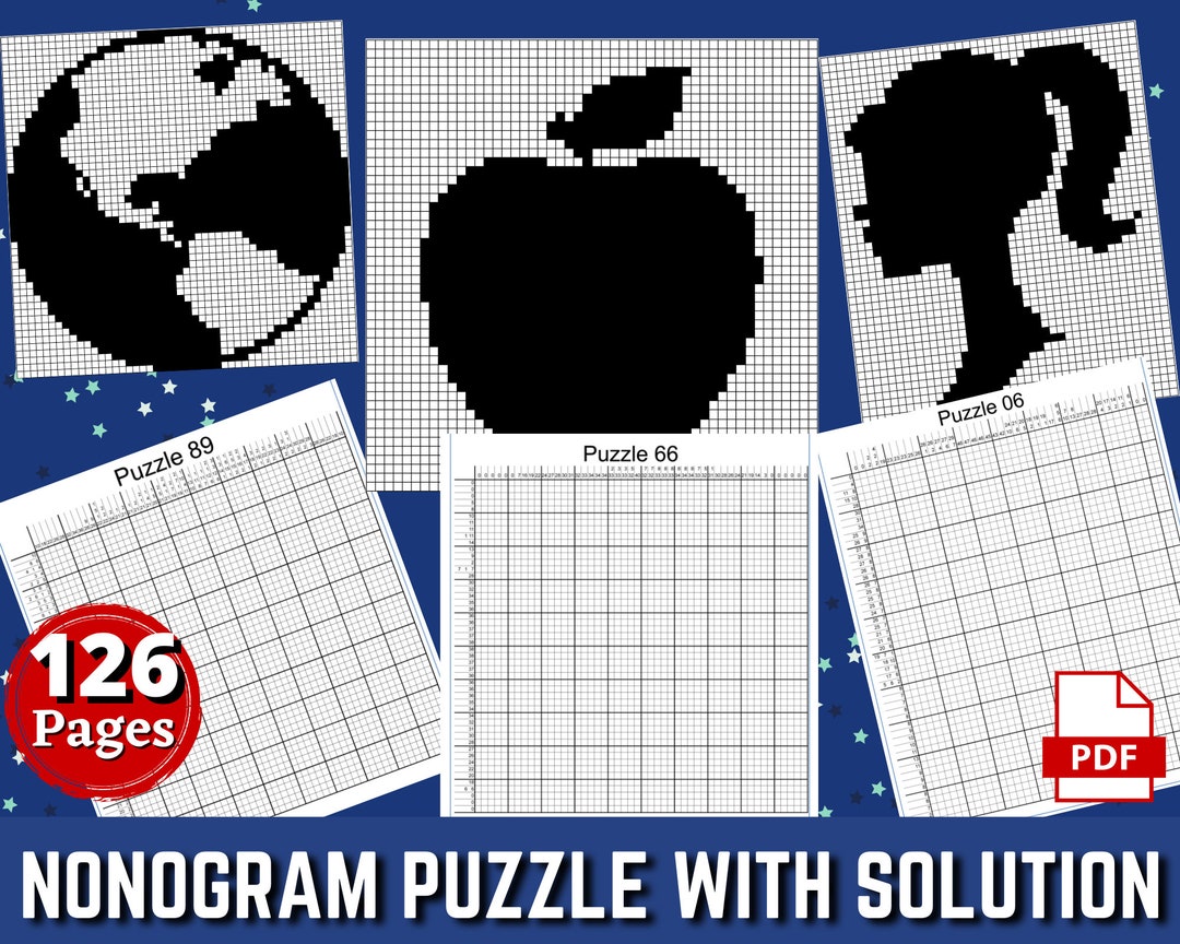 126 Nonograms Japanese Puzzles | Puzzle With Solution | Griddlers Logic ...