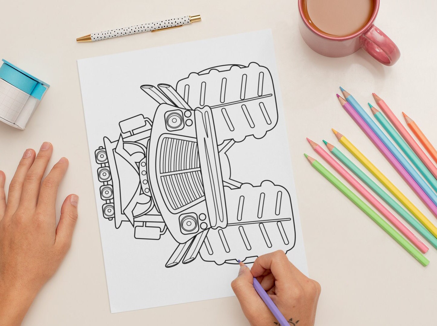 Monster Trucks Coloring Pages 40 Pages Digital Download Monster Truck ...