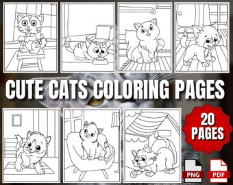 Adorable Cats Coloring Pages for Kids 10 Printable Pages | Etsy