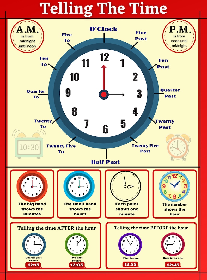 How to Tell the Time INSTANT DOWNLOAD Telling the Time - Etsy Canada