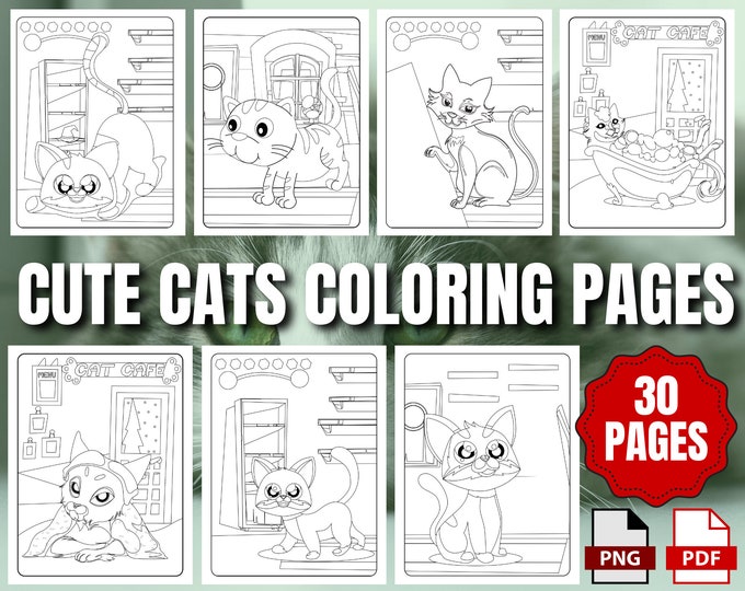 Instant Download Coloring Page Kitten in Rose From the Fantasy Cats ...
