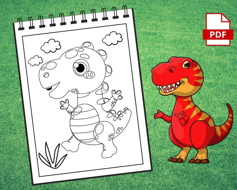 30 Dinosaur Coloring Pages VOL 1 INSTANT DOWNLOAD Dinosaur Coloring ...