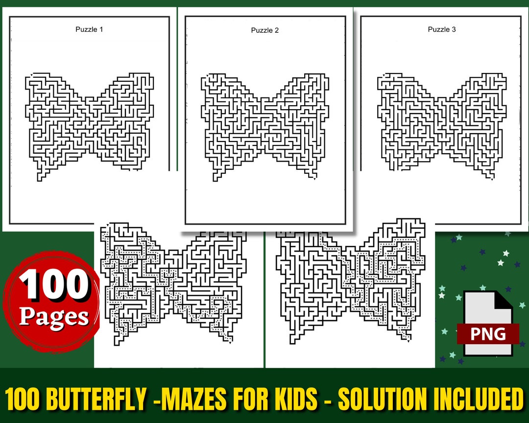 100 Butterfly Shaped Mazes for Kids | Printable Worksheets With Answer ...