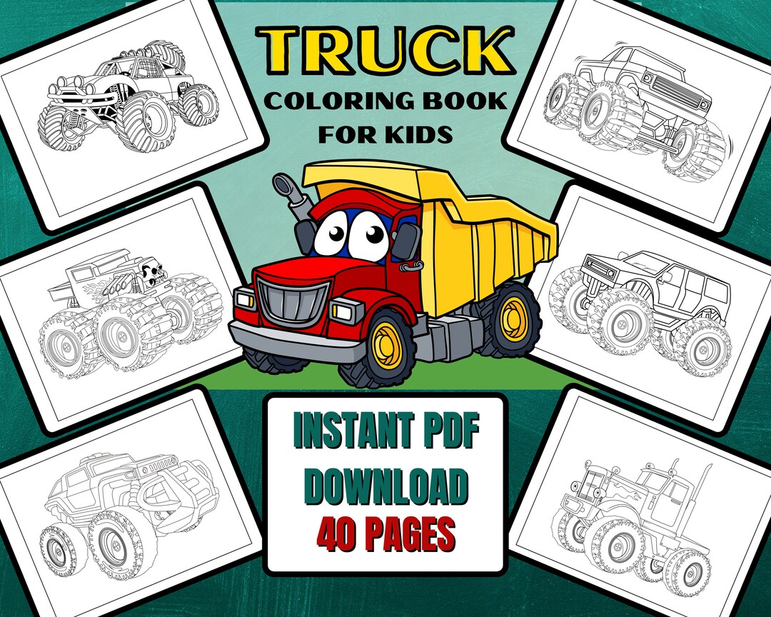 Monster Trucks Coloring Pages | 40 Pages | Digital Download | Monster ...
