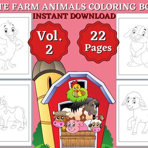 22 Farm Animals Digital Coloring Book - Kdp Complete Interior - Perfect ...