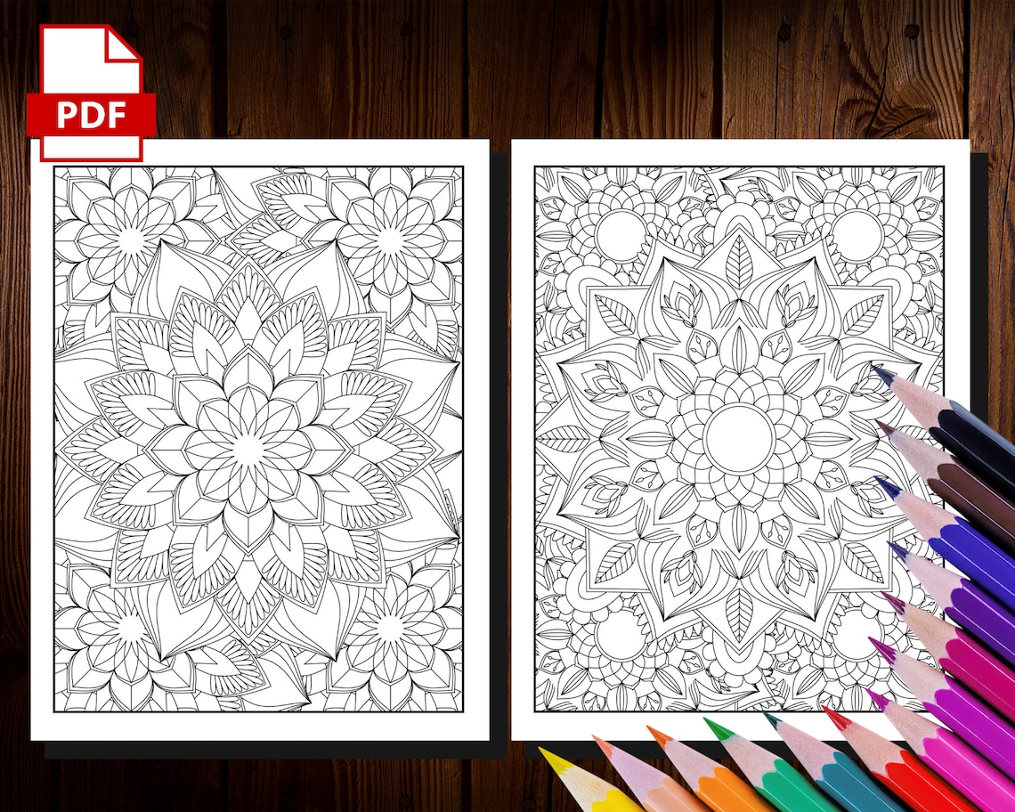 50 Relaxing Mandala Coloring Pages Printable Mandala - Etsy