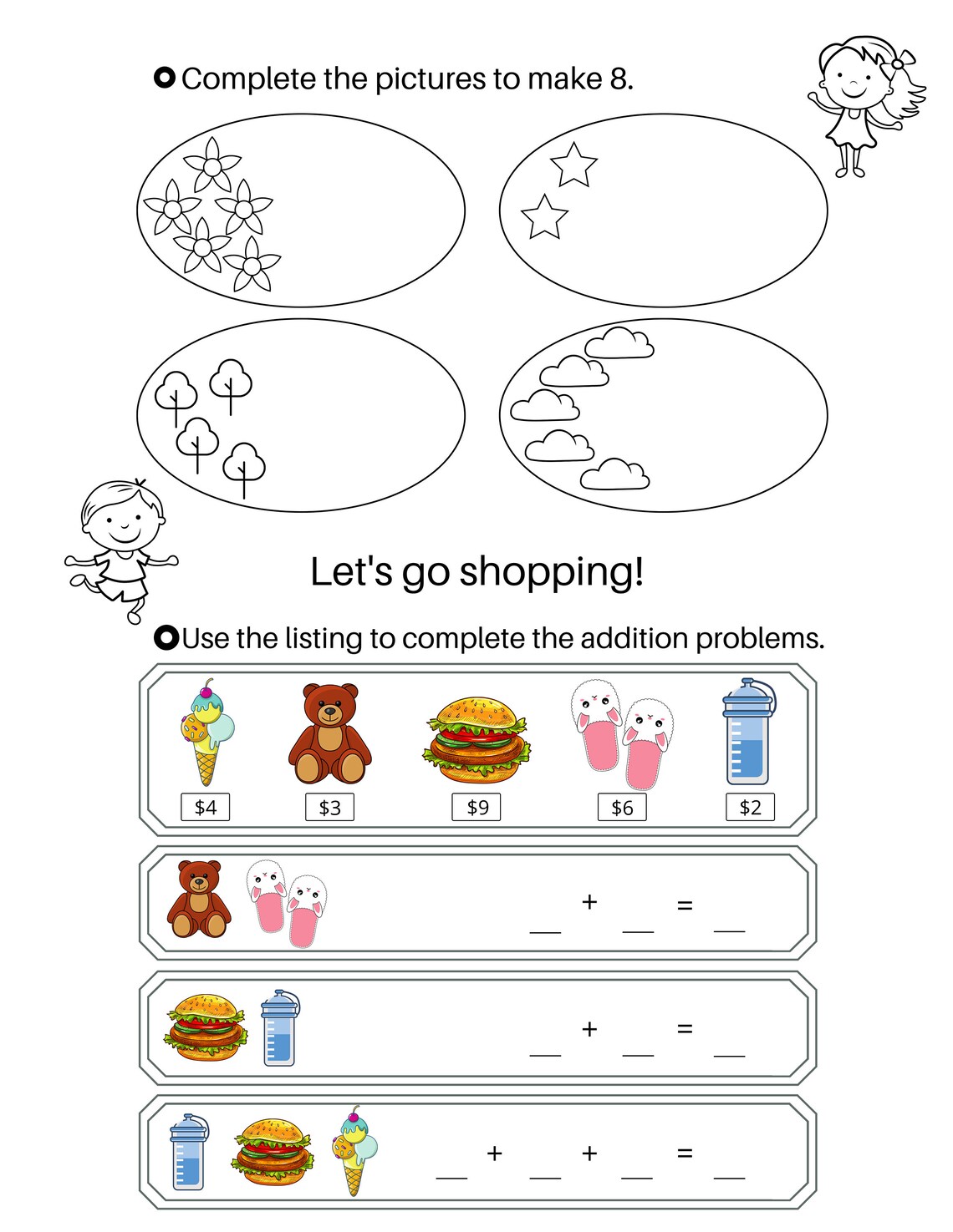 24 Kindergarten Math Worksheets | Preschool-1st Grade Math | Children ...