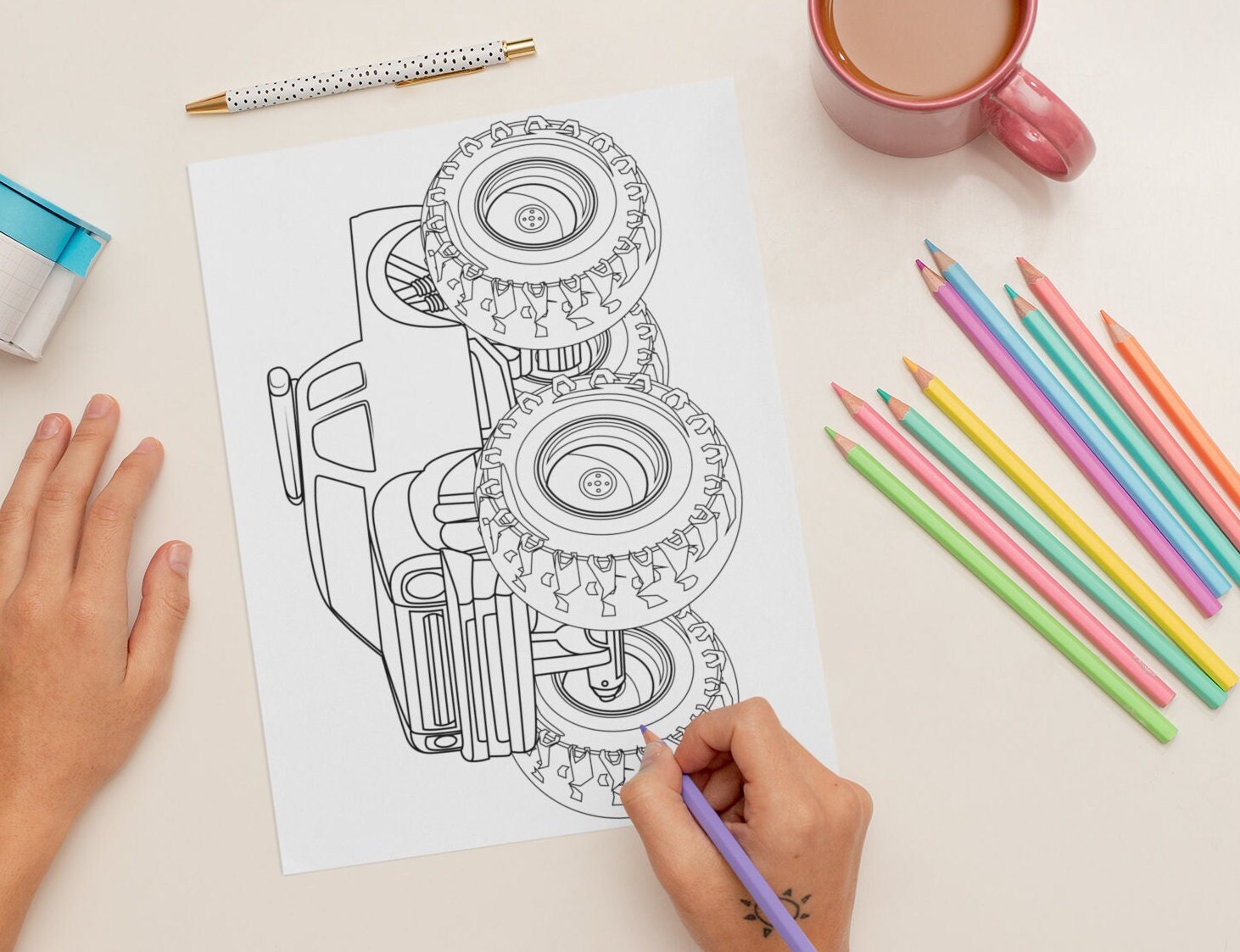 Monster Trucks Coloring Pages | 40 Pages | Digital Download | Monster ...