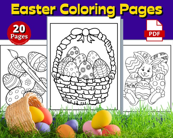 Easter Coloring Pages 20 PAGES Digital Download Easter - Etsy