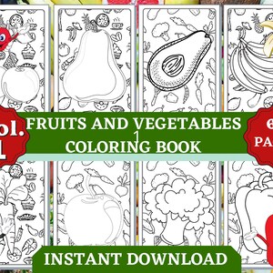 60 Fruits and Vegetables Coloring Pages | INSTANT DOWNLOAD | Color ...