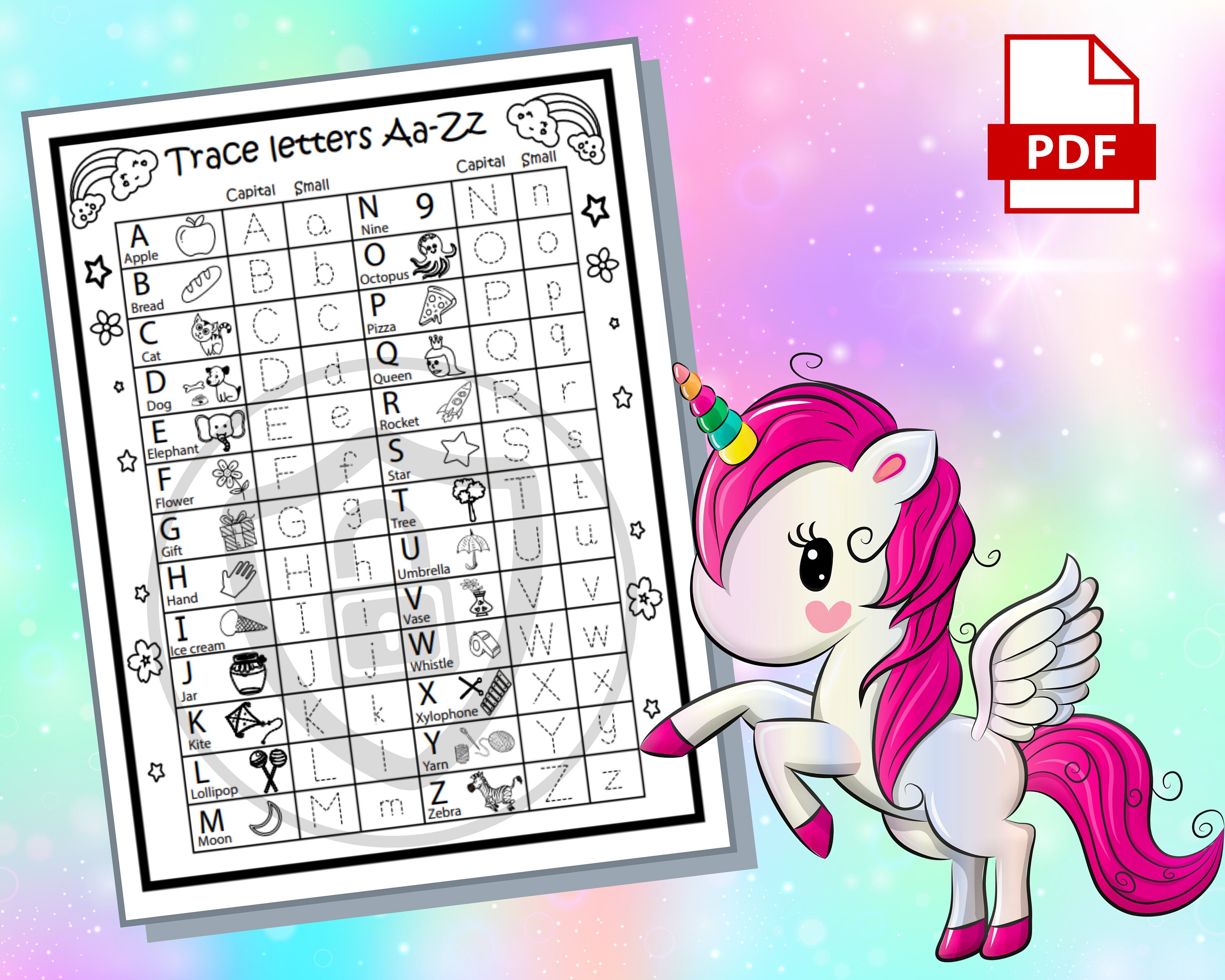 Cute Unicorn Activity Pages 30 Printable Coloring Sheets for Girls and ...