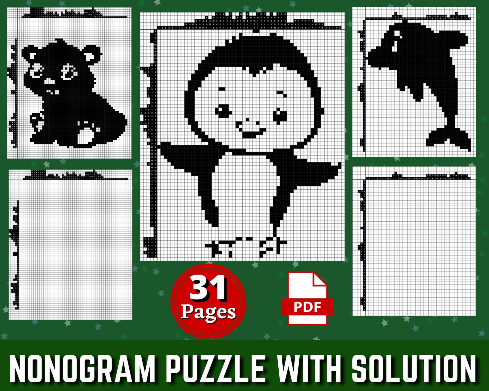 31 Nonograms Japanese Puzzles | Puzzle With Solution | Griddlers Logic ...