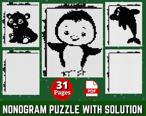 31 Nonograms Japanese Puzzles Puzzle With Solution | Etsy