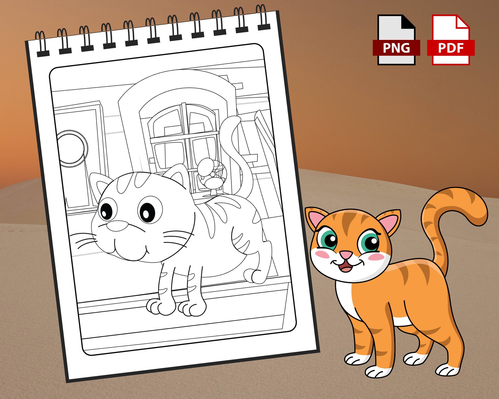 Adorable Cats Coloring Pages for Kids 10 Printable Pages - Etsy