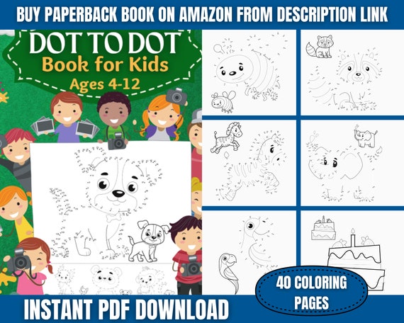 Dot to Dot Book for Kids Ages 4-12 42 PAGES Printable - Etsy