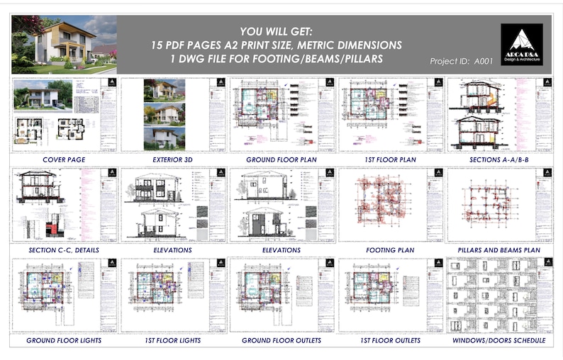 Architecture House Plans, Concrete and Masonry Structure, Metric Dimensions, 3 Bedroom, 160 Sqm ...