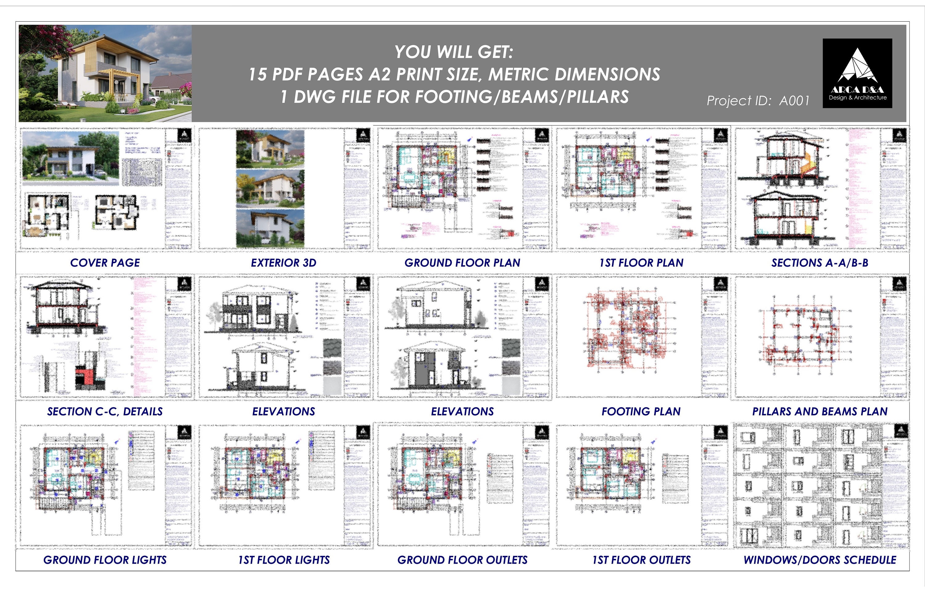 Architecture House Plans, Concrete and Masonry Structure, Metric ...