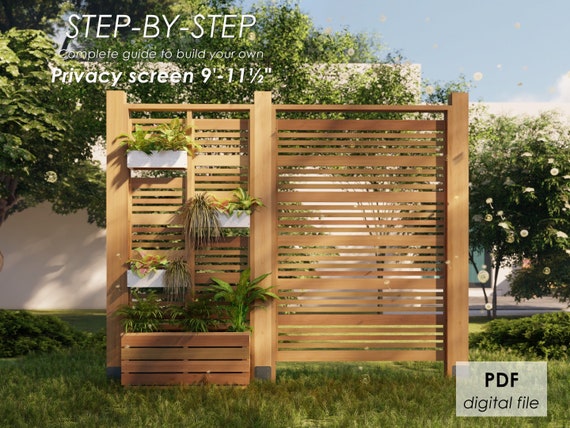 Outdoor Privacy Screen With Planters