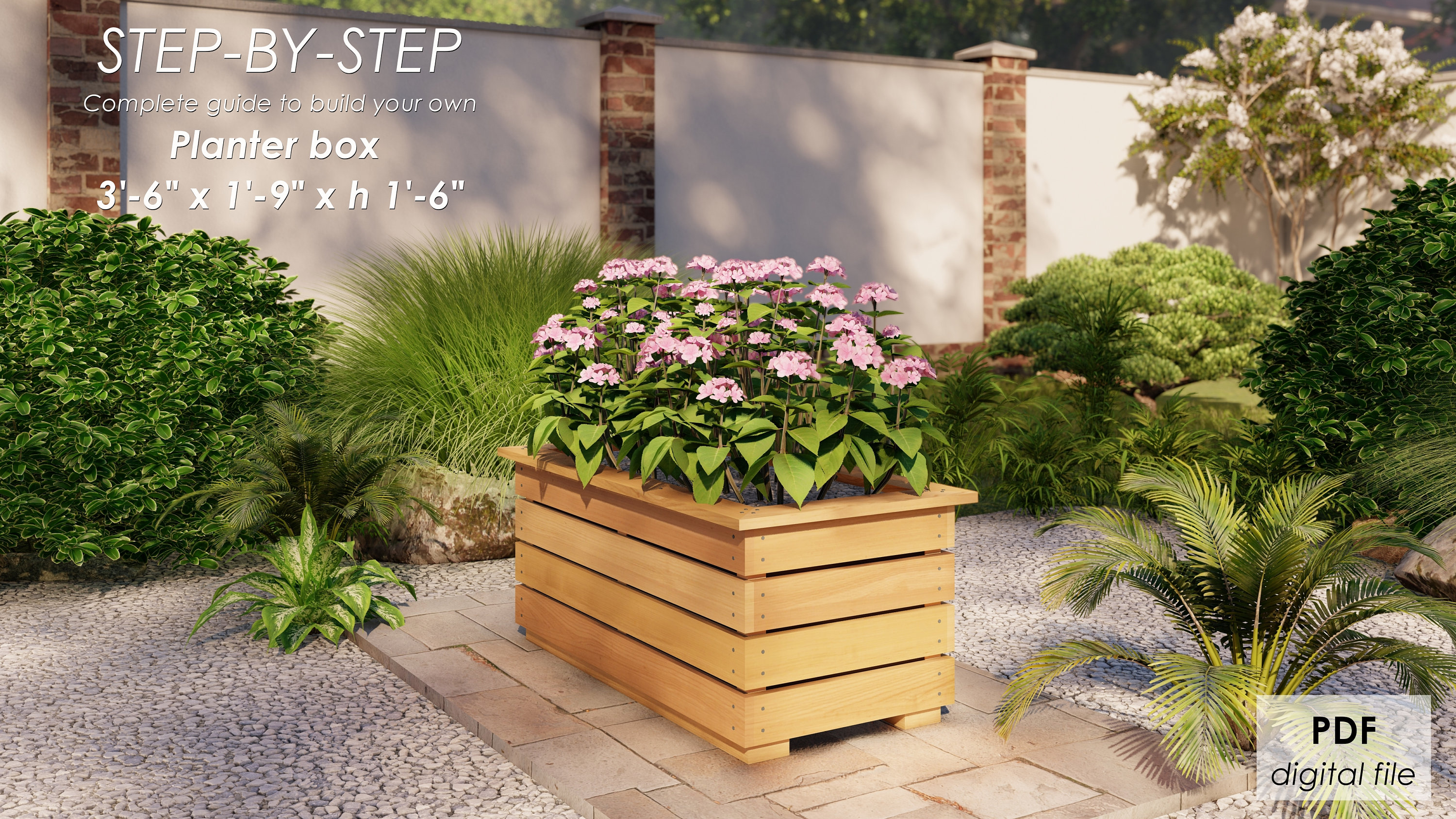 DIY Planter Box Plans 3'-6" X 1'-9" X H 1'-6", a Step-by-step Guide in ...