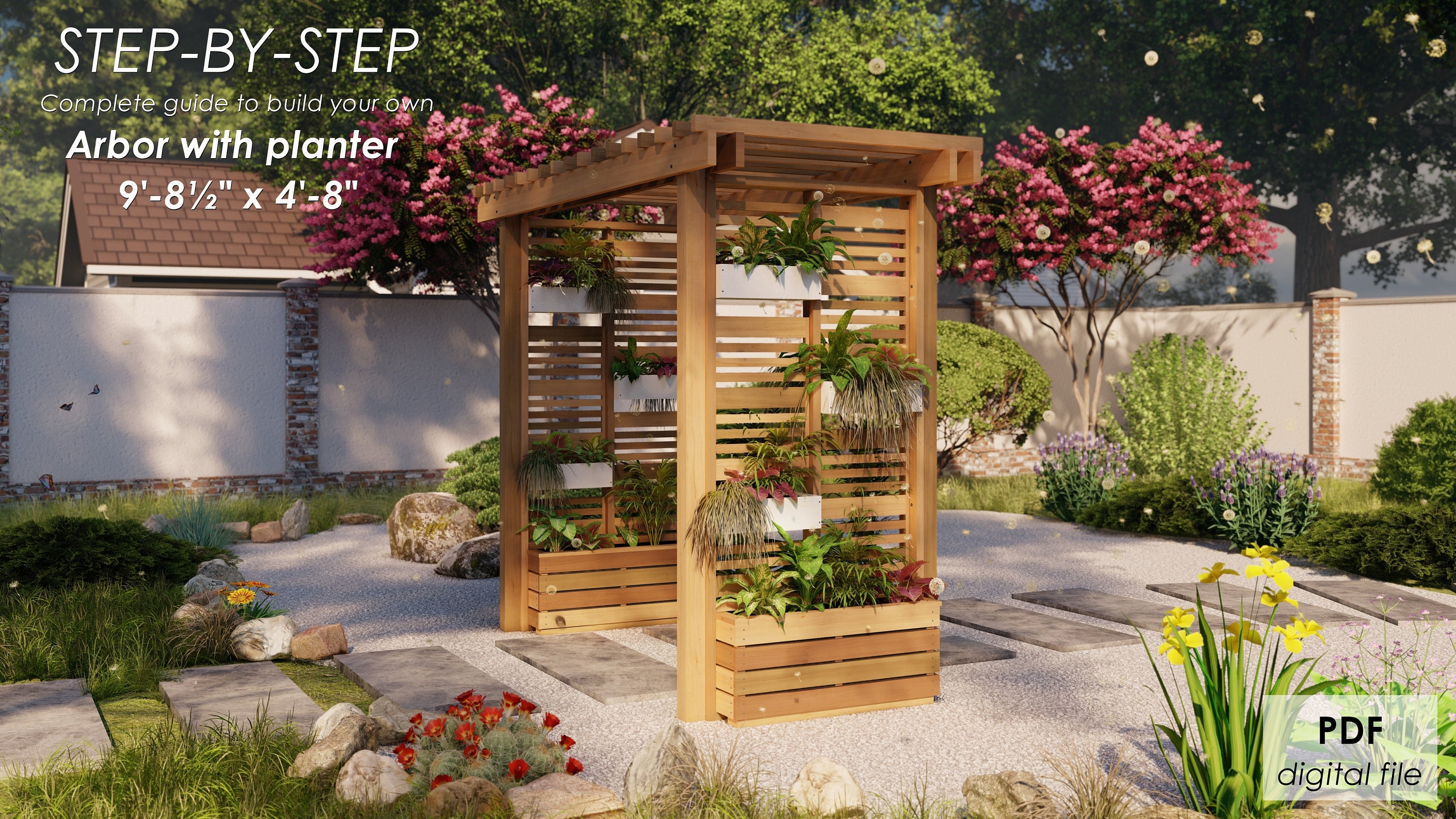 Garden Arbor With Planter DIY Plans (PDF) With Imperial Measurements - Etsy
