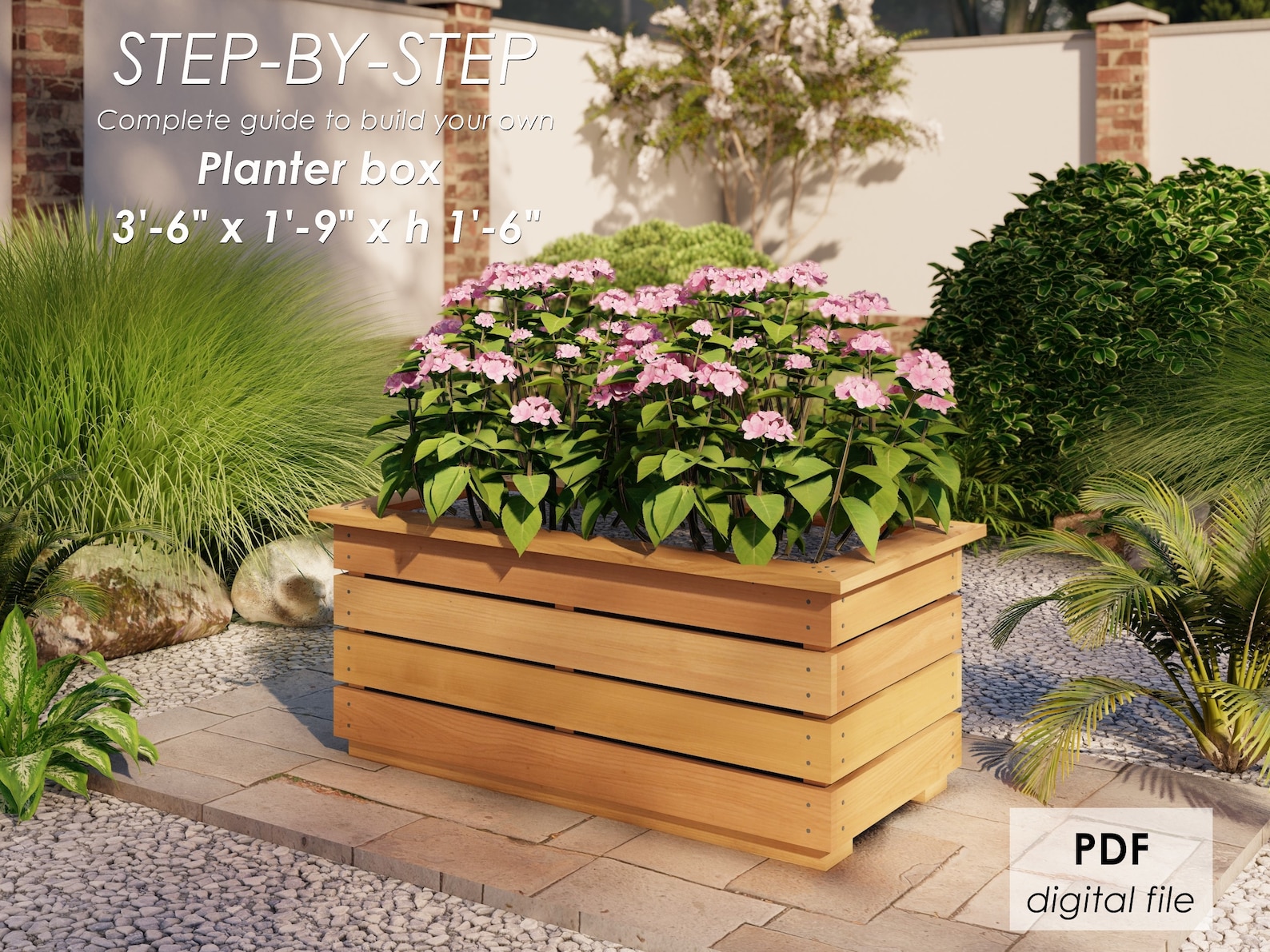 DIY Planter Box Plans 3'-6" X 1'-9" X H 1'-6", a Step-by-step Guide in ...