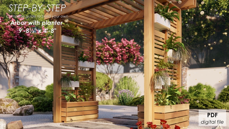 Garden Arbor With Planter DIY Plans (PDF) With Imperial Measurements - Etsy