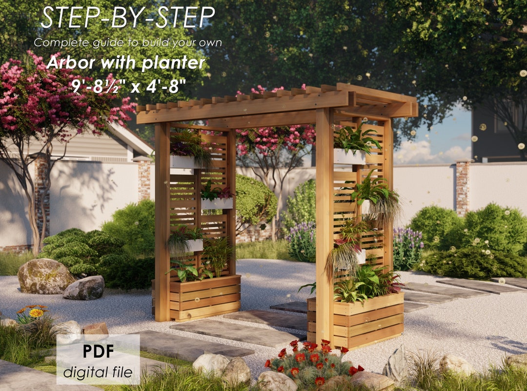 Garden Arbor With Planter DIY Plans (PDF) With Imperial Measurements - Etsy