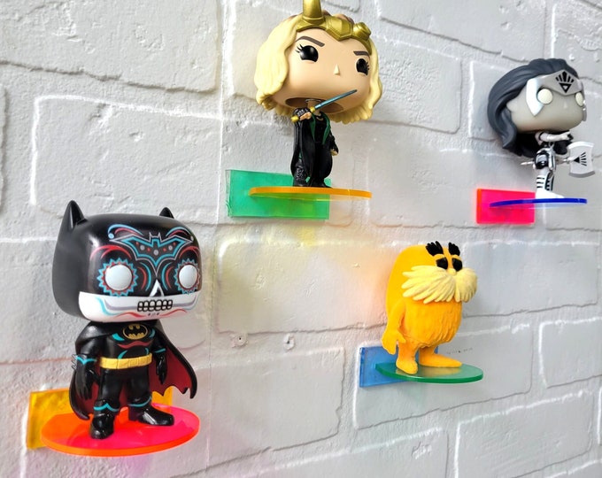 12 Pack Shelves for Unboxed Funko Pop Floating Stands Neon Colors Mix ...
