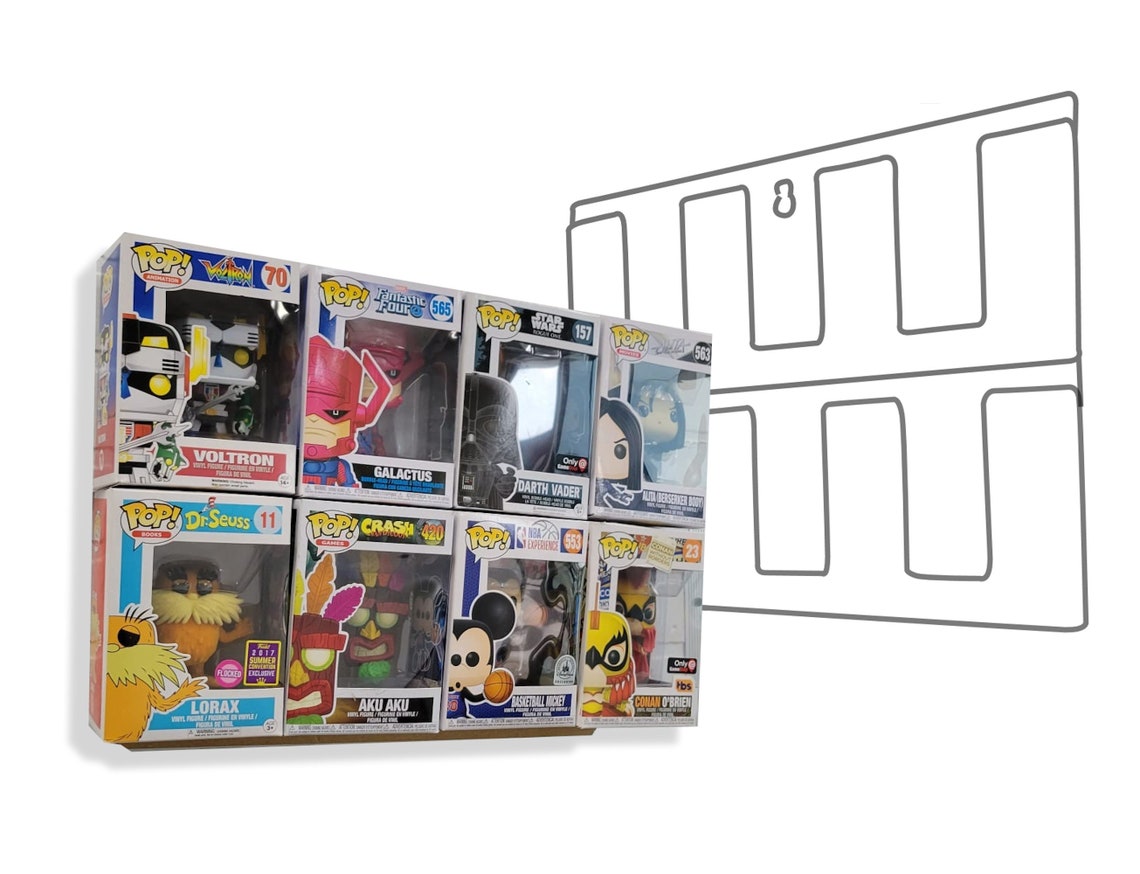 Wall Display for 8 Funko Pop in Box or Funko Pin Floating - Etsy