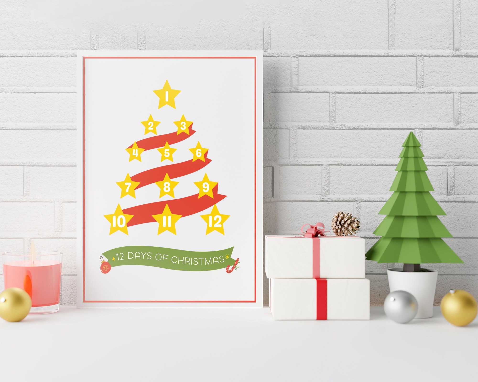 12 Days of Christmas Countdown Printable Instant Download Days Until ...