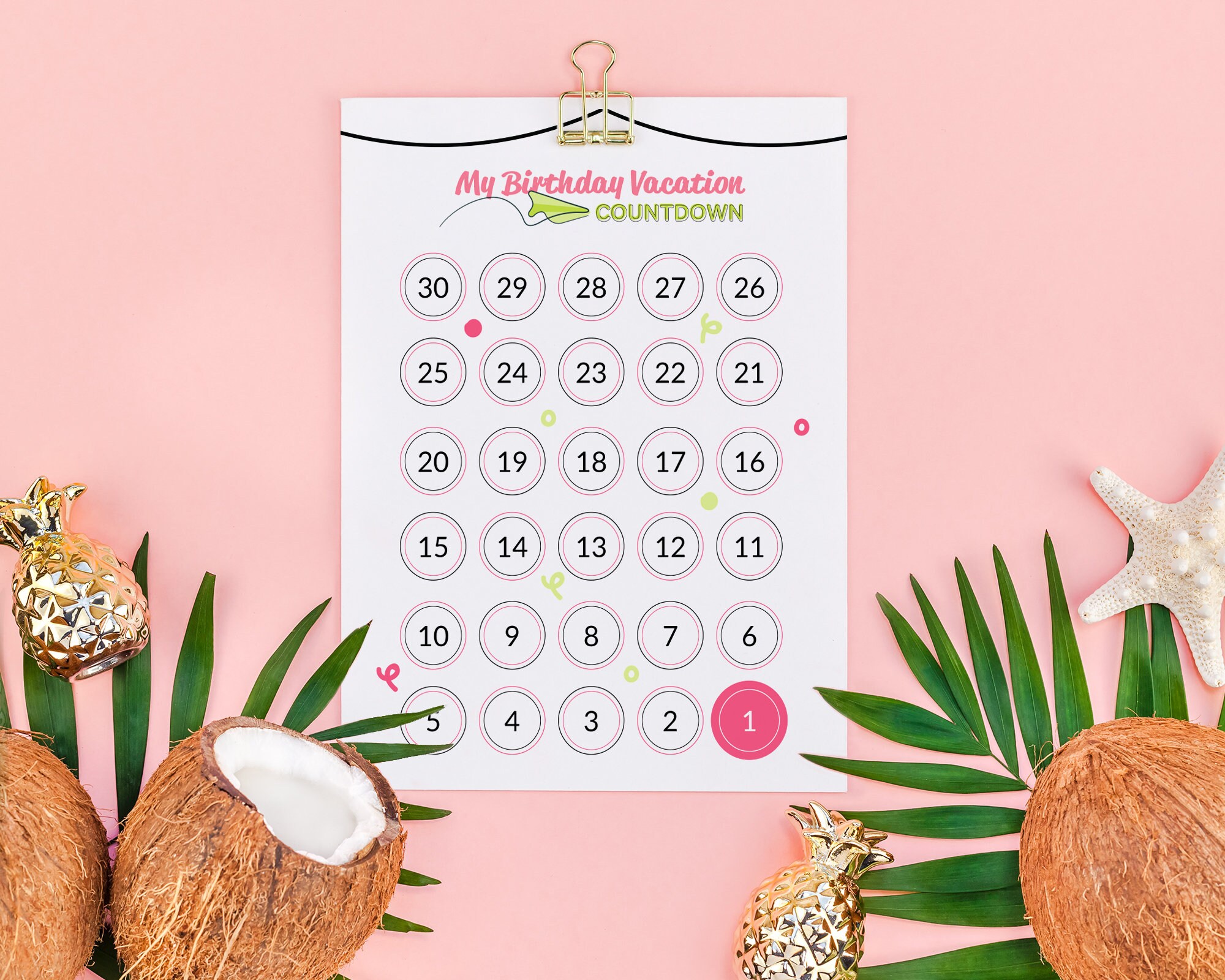 Birthday Vacation Printable Countdown Instant Download Days Until ...