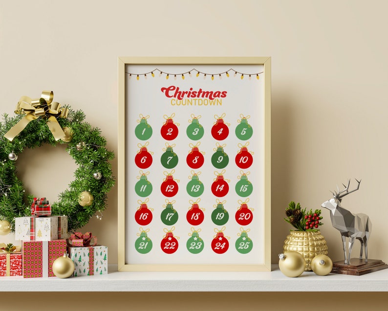 25 Days Until Christmas Countdown Printable - Etsy