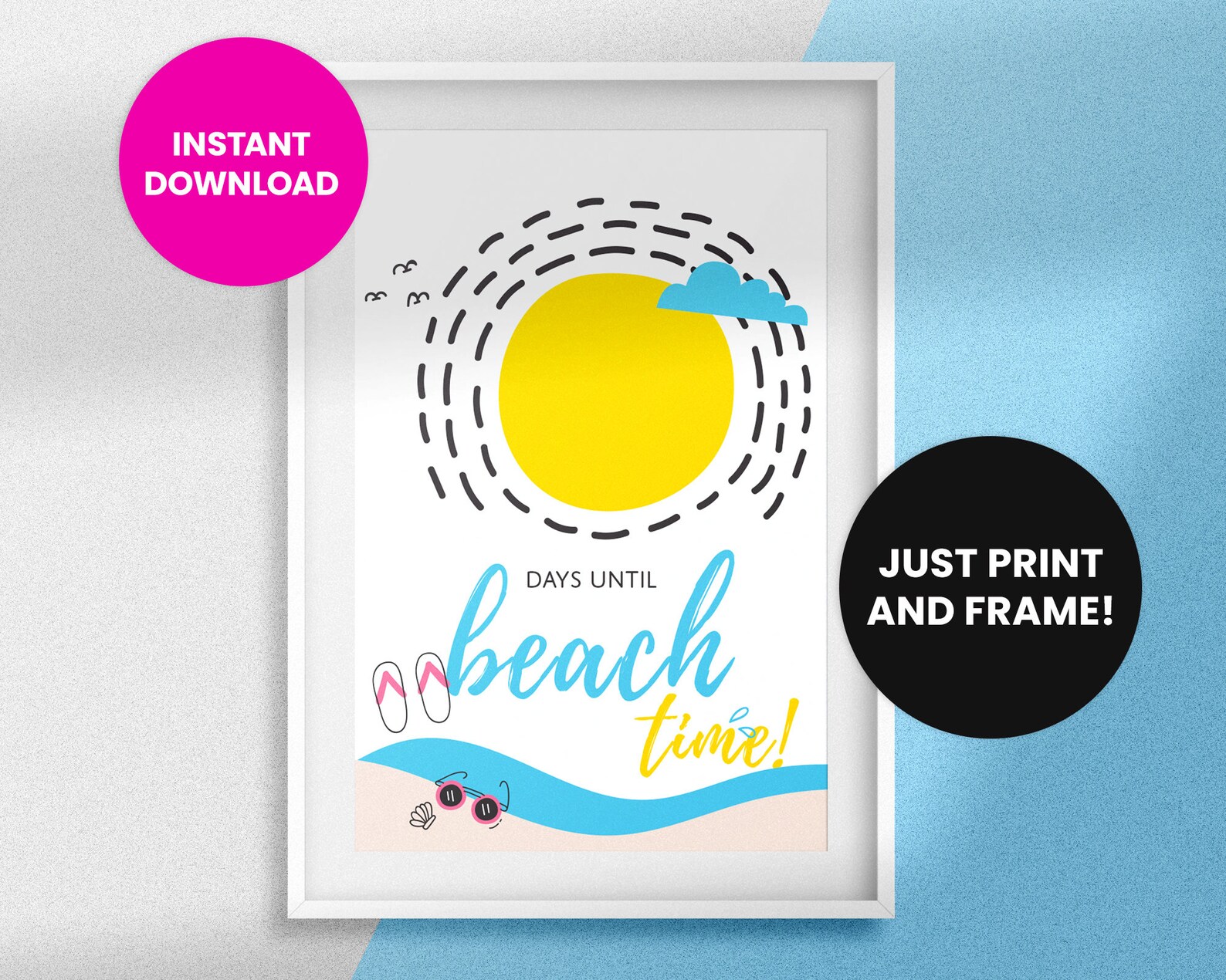Printable Beach Vacation Countdown Instant Download Holiday Countdown ...