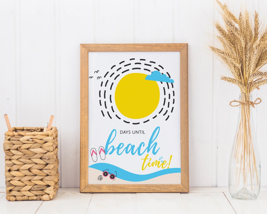Printable Beach Vacation Countdown Instant Download Holiday Countdown ...