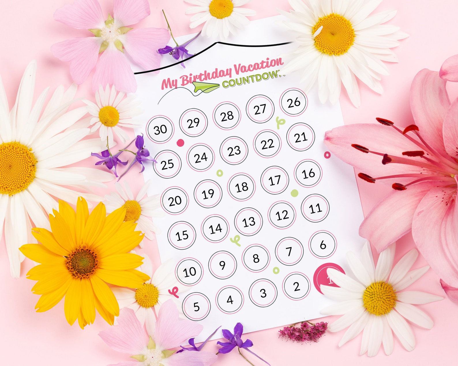 Birthday Vacation Printable Countdown Instant Download Days Until ...