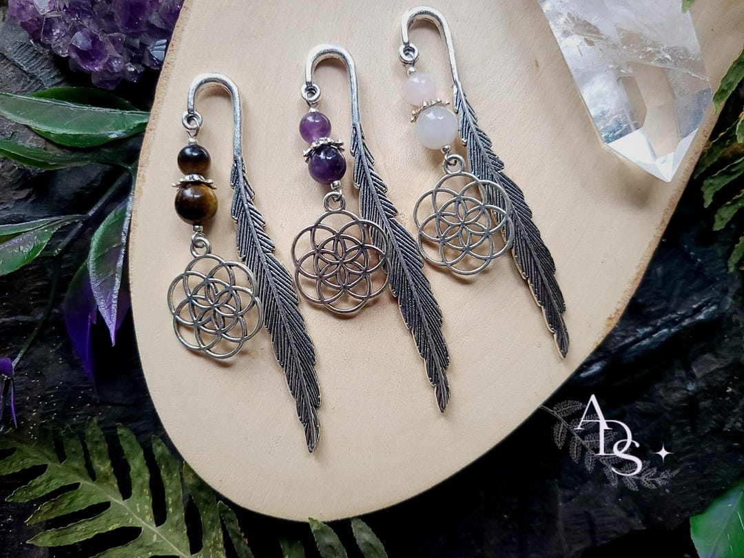 Customizable Flower of Life Bookmarks Natural Stone Bookmarks Flower of ...