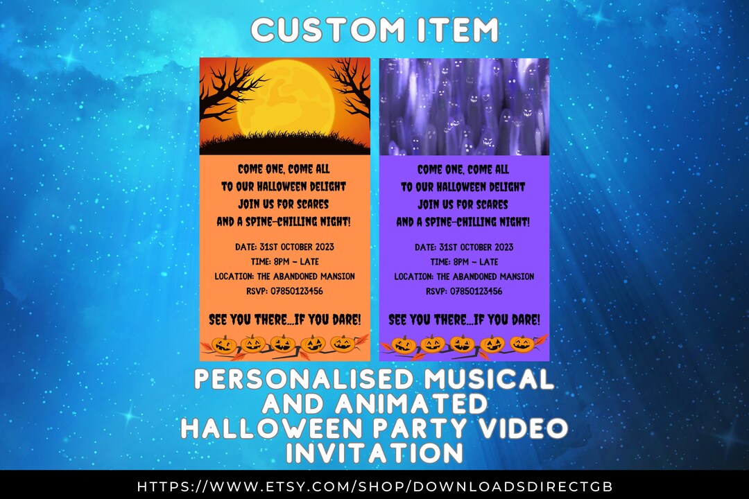 CUSTOM HALLOWEEN INVITE Personalised Halloween Video Party - Etsy UK