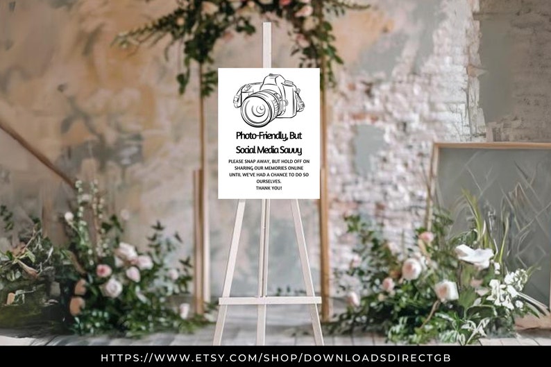 WEDDING PHOTOGRAPHY SIGN, No Social Media Wedding Sign, Notice for ...