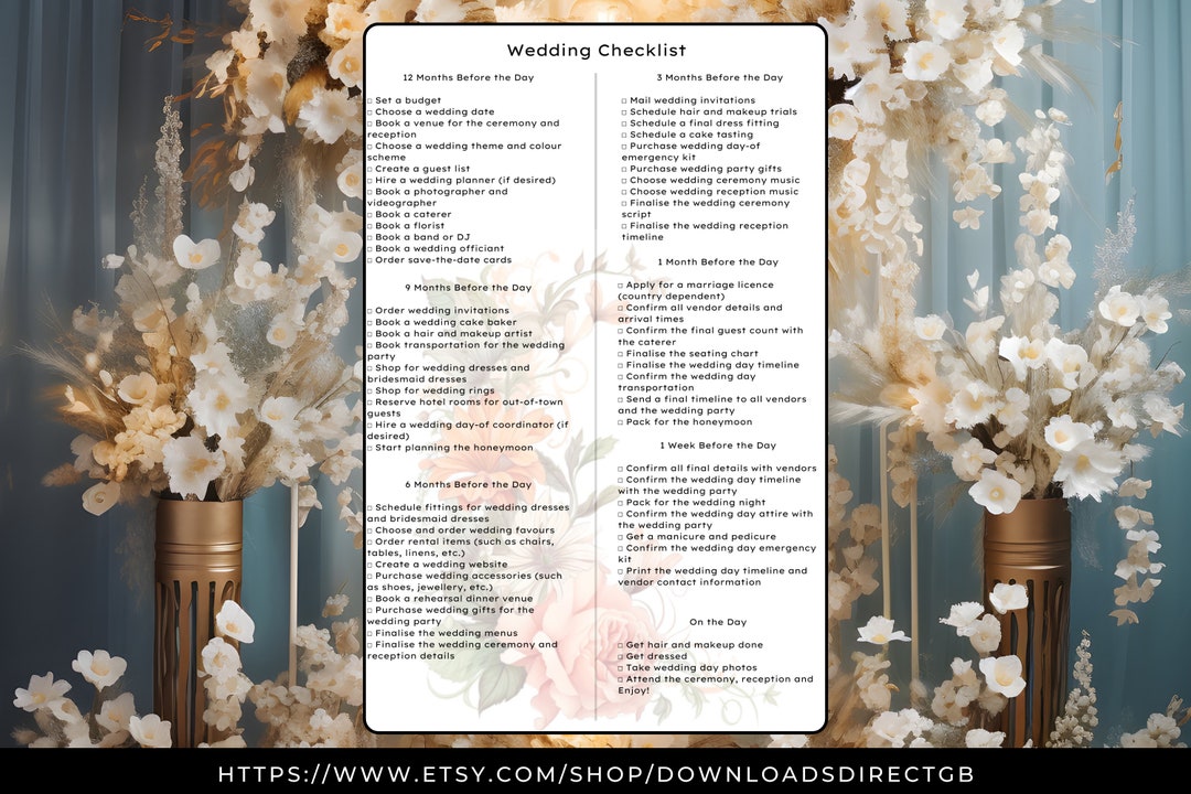 WEDDING CHECKLIST PRINTABLE, Printable Wedding Planning, Wedding ...