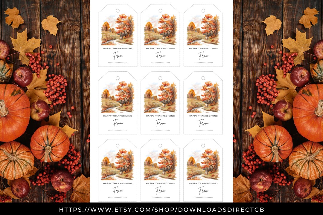 PRINTABLE THANKSGIVING TAGS, Gift Tags, Gratitude Present Bag Tag ...