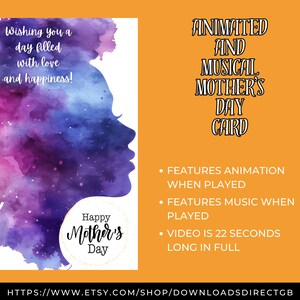 MOTHERS DAY CARD, Animated Video Card, Musical Video Card, Card for Mum ...