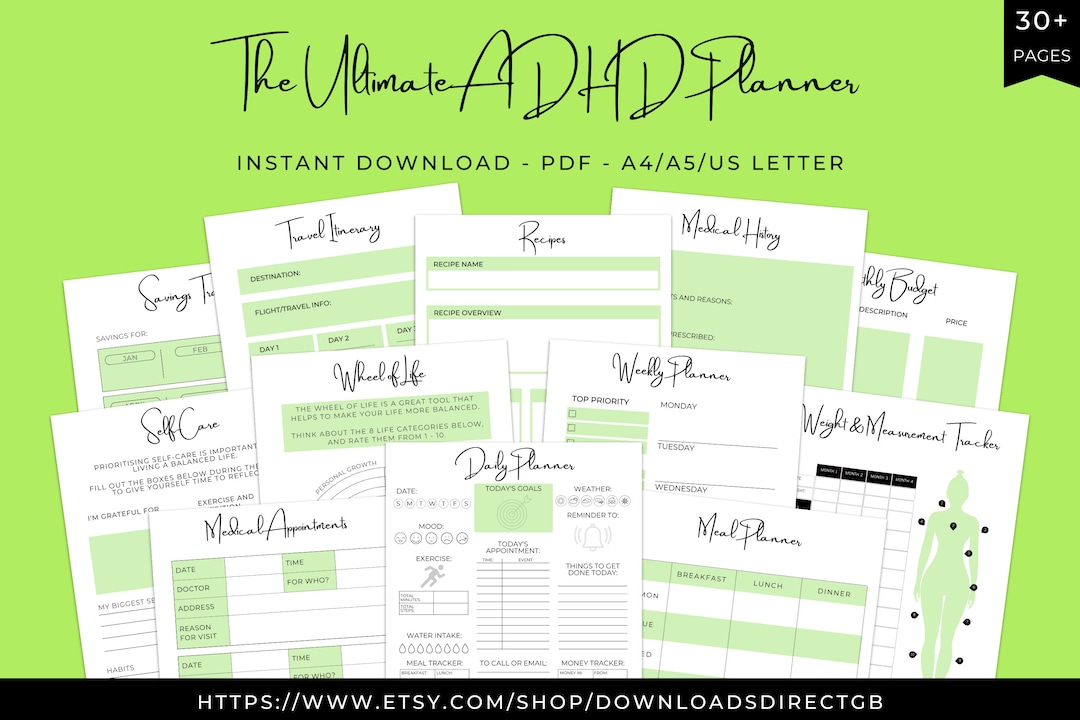 ADHD PRINTABLE PLANNER, Minimalist Journal, Neurodivergent Diary, Gift ...