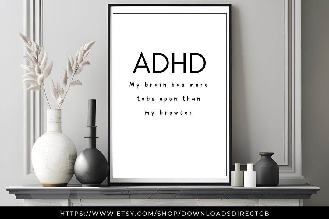 ADHD WALL ART, Minimalist Adhd Wall Art, Quote Wall Art, Neurodivergent ...