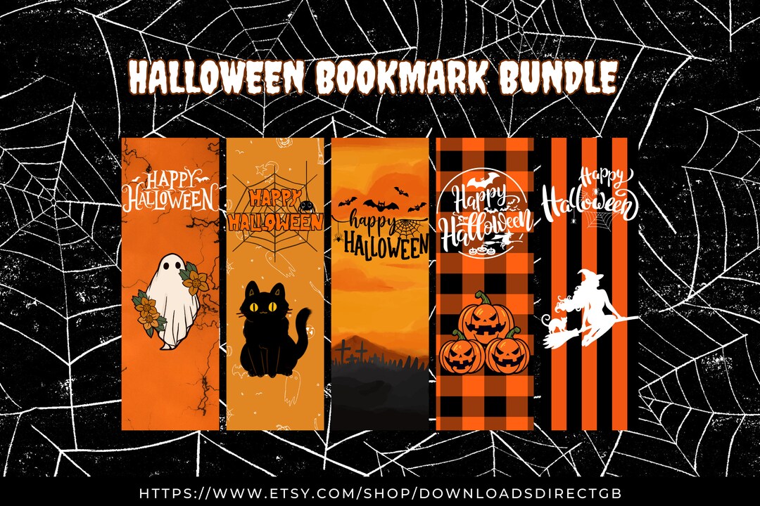 HALLOWEEN BOOKMARK BUNDLE, Printable Bookmark Set, Halloween Bookmark ...