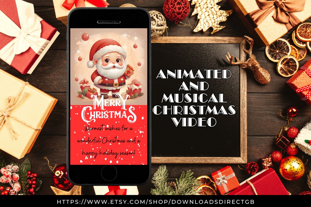 ANIMATED CHRISTMAS CARD, Musical Happy Christmas Greeting, Animated ...